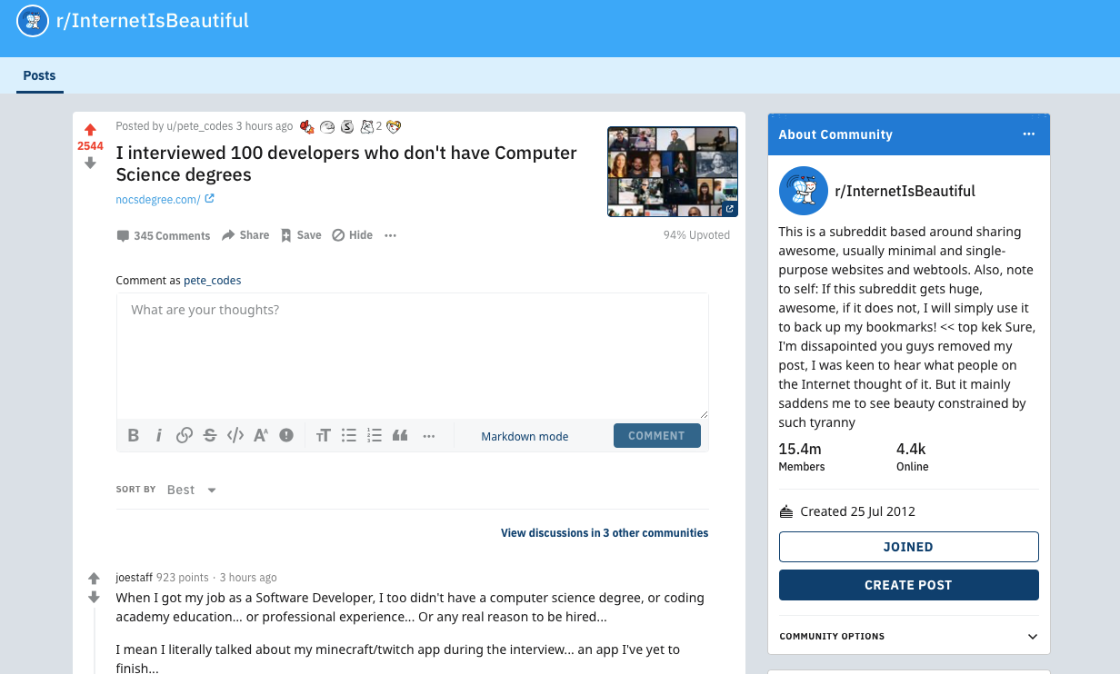 I went viral on Reddit's InternetIsBeautiful